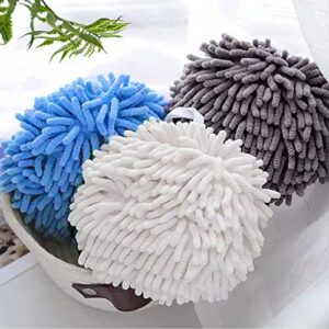 YUANQIAN Fuzzy Ball Towels,Chenille Bathroom Hand Towels with Hanging Loop,Super Absorbent Hanging Kitchen Plush Quick-Drying Towel Soft Absorbent Hand Towel