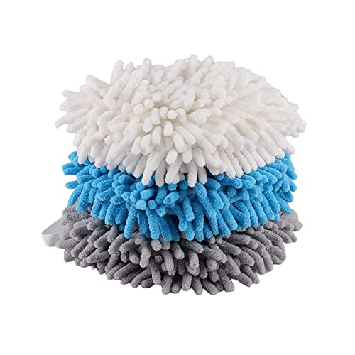 YUANQIAN Fuzzy Ball Towels,Chenille Bathroom Hand Towels with Hanging Loop,Super Absorbent Hanging Kitchen Plush Quick-Drying Towel Soft Absorbent Hand Towel