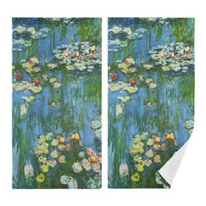 hand towel set monet water lilies willow absorbent towel for bathroom 14.4 x 28.3 inch