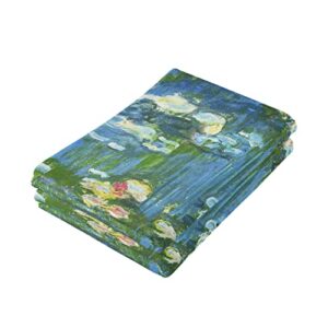 Hand Towel Set Monet Water Lilies Willow Absorbent Towel for Bathroom 14.4 x 28.3 Inch