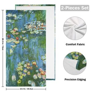 Hand Towel Set Monet Water Lilies Willow Absorbent Towel for Bathroom 14.4 x 28.3 Inch