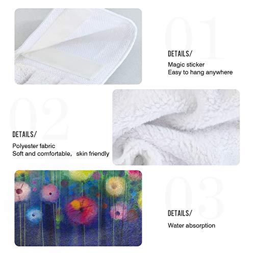 Spring Floral Flowers Kitchen Hanging Towel 12 x 17 Inch Summer Rainbow Daisy Poppy Hand Tie Towels Set 2 Pcs Tea Bar Dish Cloths Dry Towel Soft Absorbent Durable for Bathroom Laundry Room Decor