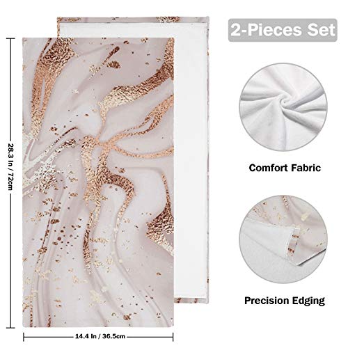 Qilmy Rose Gold Abstract Marble Hand Towels Ultra Soft Absorbent Fingertip Bath Towels Breathable & Comfort Hand Towels for Bathroom Hotel, Gym and Spa 28 X 14 Inch (2PCS)