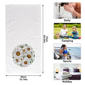 ALAZA Daisy Chamomile Flowers Floral Towels 100% Cotton Hand Towel for Bathroom 16 x 30 inch, Absorbent Soft & Skin-Friendly, 2 Pieces