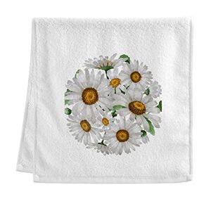 ALAZA Daisy Chamomile Flowers Floral Towels 100% Cotton Hand Towel for Bathroom 16 x 30 inch, Absorbent Soft & Skin-Friendly, 2 Pieces