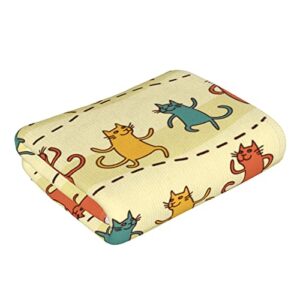 cute cats dancing hand towels set of 2 cat party soft towel face towel bathroom kitchen tea dish towels 27.5x16in