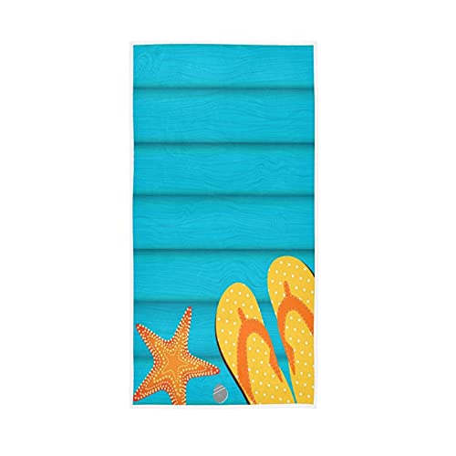 Tamniee Sandals Starfish Summer Hand Towels Slipper Blue Board Decor Kitchen Dish Towel Quality Premium Bathroom Washcloth 30 x 15 Inches for Beach Guest Hotel Spa Gym Sport Yoga Home