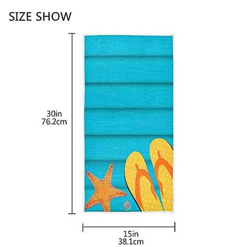 Tamniee Sandals Starfish Summer Hand Towels Slipper Blue Board Decor Kitchen Dish Towel Quality Premium Bathroom Washcloth 30 x 15 Inches for Beach Guest Hotel Spa Gym Sport Yoga Home