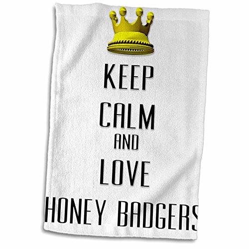 3D Rose Gold Crown Keep Calm and Love Honey Badgers Hand/Sports Towel, 15 x 22