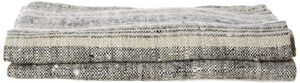 linenme set of 2 linen guest towels, 14" x 17", black/natural striped, 100% linen, prewashed