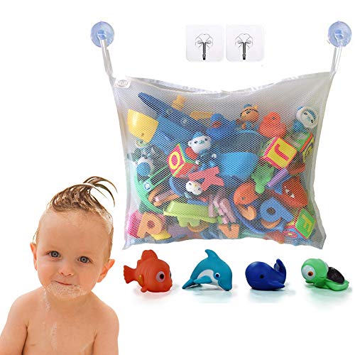 Bath Toy Storage Bath Toy Organizer Mesh Bath Toy Organizer Durable Design + 2 Extra Strong Suction Cups! Large Storage/Bag/Holder for Toys Even as a Shower Caddy and Baby Gift Mold Playtime