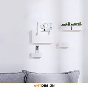 AntDesign Adhesive Shelf Wall Mounted Shelf, Stick on Shelf,Non-Drilling Adhesive Bathroom Organizer, Stick on Shelf for Home Decor/Kitchen/Bathroom Storage (White)