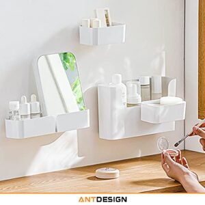 AntDesign Adhesive Shelf Wall Mounted Shelf, Stick on Shelf,Non-Drilling Adhesive Bathroom Organizer, Stick on Shelf for Home Decor/Kitchen/Bathroom Storage (White)