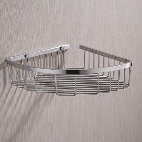 orhemus 304 Stainless Steel Shower Caddy Corner Basket Shelf Bathroom Organizer Wall Mounted Storage, Brushed Nickel