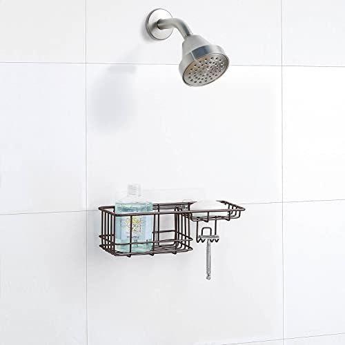 SunnyPoint Classic Wall Mounted Shower Caddy Organizer Basket Shelf With Removable Adhesive Hook. No Drilling Needed (Gunmetal, Standard)