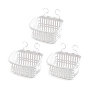 bernese 3pcs plastic hanging shower caddy basket,connecting organizer storage basket,with hook,for bathroom kitchen, pantry, bathroom, dorm room