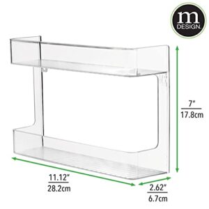 mDesign Plastic Wall Mount, 2 Tier Storage Organizer Shelf for Bathroom, Kitchen; Holds Vitamins, Supplements, Aspirin, Medicine Bottles, Nail Polish, Cosmetics and More, Ligne Collection - Clear