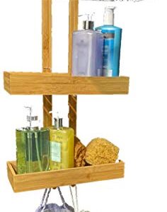 Shower Rack Bathroom Shower Organizer | Bamboo Hanging Shower Caddy | Shower Organizers | Shower Holder for Shampoo and Soap | Over The Shower Head Rust Proof Shower Storage Hanging | Shower Holder