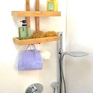 Shower Rack Bathroom Shower Organizer | Bamboo Hanging Shower Caddy | Shower Organizers | Shower Holder for Shampoo and Soap | Over The Shower Head Rust Proof Shower Storage Hanging | Shower Holder