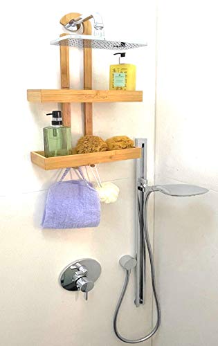 Shower Rack Bathroom Shower Organizer | Bamboo Hanging Shower Caddy | Shower Organizers | Shower Holder for Shampoo and Soap | Over The Shower Head Rust Proof Shower Storage Hanging | Shower Holder