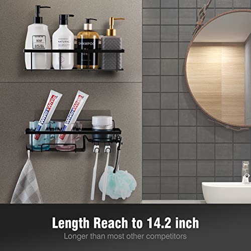 XQZT Shower Caddy,2-Pack Adhesive Shower Shelf, No Drilling Rustproof Wall Sticker Shower shelves,For bathroom/toilet/kitchen etc.(Matte Black)