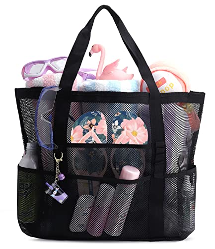 Alidor Large Capacity Mesh Shower Caddy Portable for College Dorm Room Essentials, 9-Pockets, Hanging Shower Tote Bag for Bathroom, Swimming, Beach, Fitness, Gym