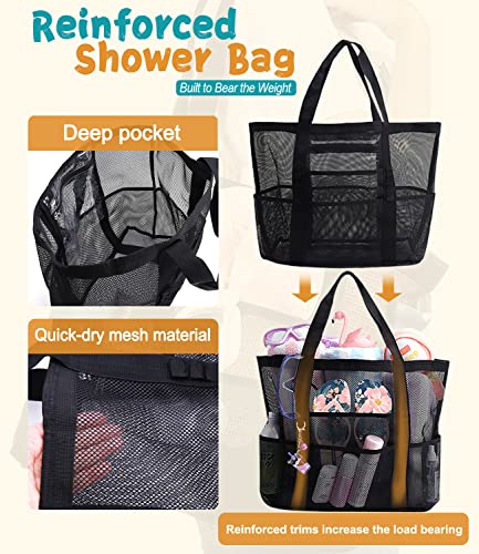 Alidor Large Capacity Mesh Shower Caddy Portable for College Dorm Room Essentials, 9-Pockets, Hanging Shower Tote Bag for Bathroom, Swimming, Beach, Fitness, Gym