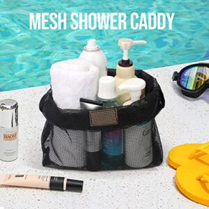 KPX Shower Caddy Mesh Tote Bag, Mesh Shower Bag, Quick Dry Toiletry Bath Bag Portable, Hanging Bath Organizer for College Dorm,Beach, Gym, Swimming, Yoga and Travel (1pcs, Black)