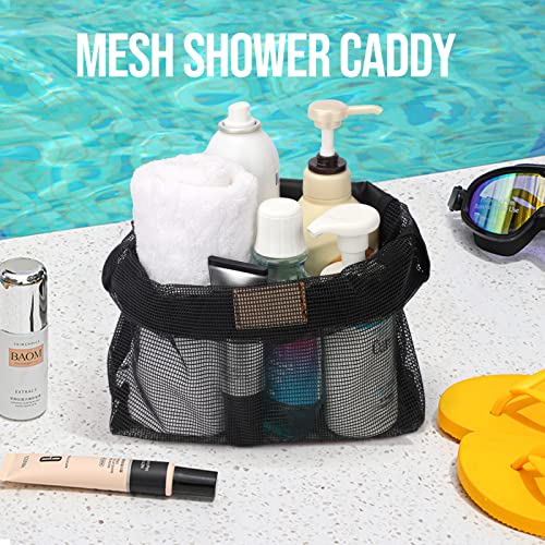 KPX Shower Caddy Mesh Tote Bag, Mesh Shower Bag, Quick Dry Toiletry Bath Bag Portable, Hanging Bath Organizer for College Dorm,Beach, Gym, Swimming, Yoga and Travel (1pcs, Black)