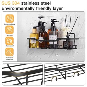 Harnidipa 4-Pack Shower Caddy, Shower Organizer Shelf, Adhesive Bathroom Organizer, Inside Shower Rack Holder, Bathroom Decor Organization Storage Accessories, Home Essentials Gadgets (Black)