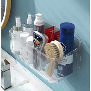 cabinet door organizer acrylic adhesive shelf wall mounted storage, small wall organizer without drilling, automatic draining sink caddy for kitchen, bathroom, shower, laundry, camper, utility room