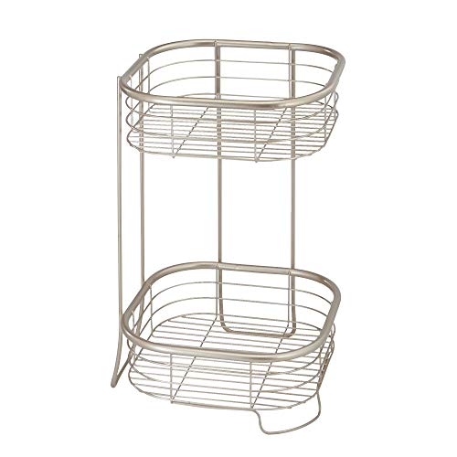 iDesign Forma Metal Wire Corner Standing Shower Tower Caddy, 2-Tier Bath Shelf Baskets for Shampoo, Conditioner, Soap, Accessories, 9.5" x 9.5" x 15.25", Satin Silver