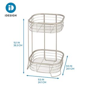 iDesign Forma Metal Wire Corner Standing Shower Tower Caddy, 2-Tier Bath Shelf Baskets for Shampoo, Conditioner, Soap, Accessories, 9.5" x 9.5" x 15.25", Satin Silver