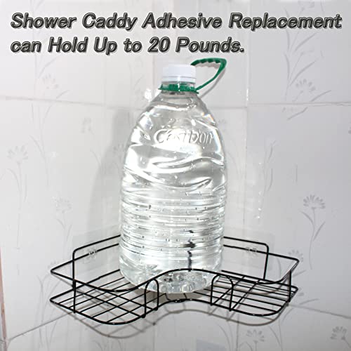 Shower Caddy Adhesive Replacement 4 Pcs, Strong Waterproof Transparent Shower Adhesive Hanging Hooks No Drilling for Shower Caddy Corner Shelf, Soap Holder, Bathroom Storage Shelves (Transparent)