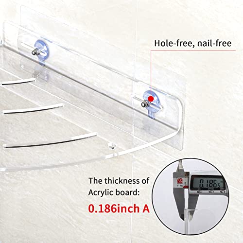 JINSHVEG Acrylic Corner Shower Caddy 2 Packs, Shower Caddy Shelf, Clear Bathroom Organizer Shelf Storage Wall Mounted, Adhesive No Drilling for Bathroom, Toilet, Kitchen and Dorm