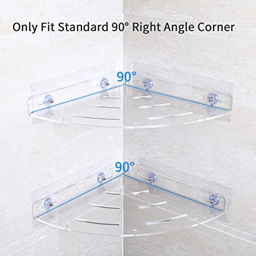 JINSHVEG Acrylic Corner Shower Caddy 2 Packs, Shower Caddy Shelf, Clear Bathroom Organizer Shelf Storage Wall Mounted, Adhesive No Drilling for Bathroom, Toilet, Kitchen and Dorm