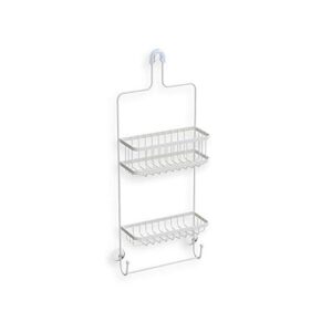 Better Living Products 13213 ASTRA 2 Tier Steel Hanging Bathroom Shower Caddy Organizer with Hooks for Storing Accessories and Toiletries