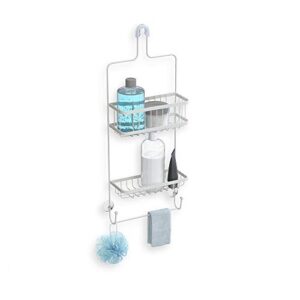 Better Living Products 13213 ASTRA 2 Tier Steel Hanging Bathroom Shower Caddy Organizer with Hooks for Storing Accessories and Toiletries