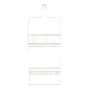 Better Living Products 13213 ASTRA 2 Tier Steel Hanging Bathroom Shower Caddy Organizer with Hooks for Storing Accessories and Toiletries