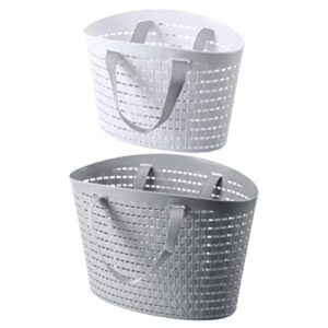 iplusmile 2pcs plastic organizer storage baskets with handles shower caddy bins shelf organizers basket shopping tote grocery bags toiletry bag bin box for bathroom