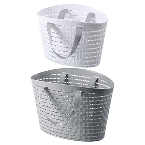 iplusmile 2pcs Plastic Organizer Storage Baskets with Handles Shower Caddy Bins Shelf Organizers Basket Shopping Tote Grocery Bags Toiletry Bag Bin Box for Bathroom