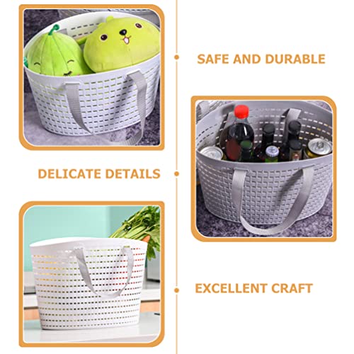 iplusmile 2pcs Plastic Organizer Storage Baskets with Handles Shower Caddy Bins Shelf Organizers Basket Shopping Tote Grocery Bags Toiletry Bag Bin Box for Bathroom