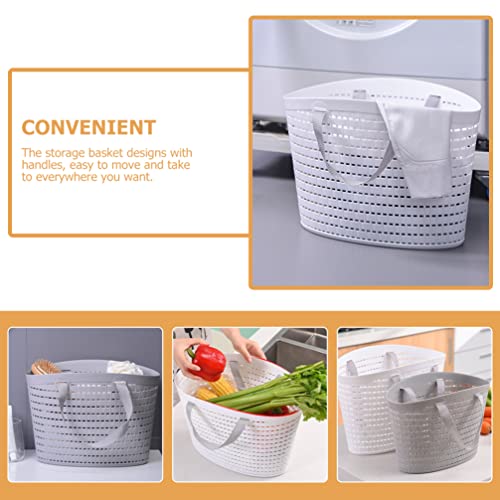 iplusmile 2pcs Plastic Organizer Storage Baskets with Handles Shower Caddy Bins Shelf Organizers Basket Shopping Tote Grocery Bags Toiletry Bag Bin Box for Bathroom