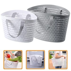 iplusmile 2pcs Plastic Organizer Storage Baskets with Handles Shower Caddy Bins Shelf Organizers Basket Shopping Tote Grocery Bags Toiletry Bag Bin Box for Bathroom