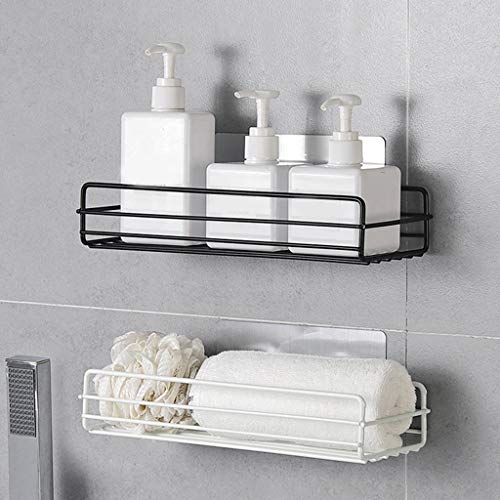 Beerty Simple Iron Household Shower Shelf Suction Cup Basket Storage Hanger Organizer for Kitchen Bathroom Storage Space Saving