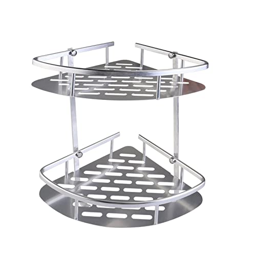 FURUIWUFENG Bathroom Organizer Aluminum 2-Tier Bathroom Corner Storage Rack Organizer Shower Shelf for Kitchen and Bathroom Accessories Bathroom Shelves