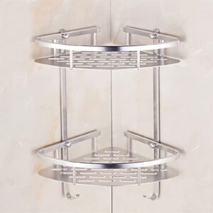 FURUIWUFENG Bathroom Organizer Aluminum 2-Tier Bathroom Corner Storage Rack Organizer Shower Shelf for Kitchen and Bathroom Accessories Bathroom Shelves