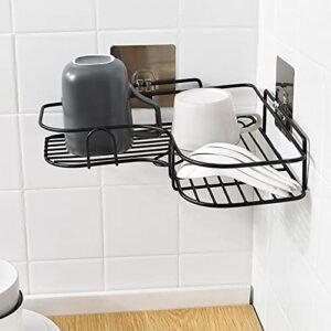 TRYSPUN Shower Bathroom Tripod Shelf No Drilling Traceless Bathroom Storage Organizer Self Adhesive Bathroom Storage Rack Kitchen Wall Hanging Storage (White)