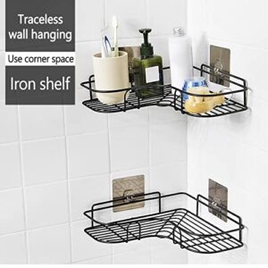 TRYSPUN Shower Bathroom Tripod Shelf No Drilling Traceless Bathroom Storage Organizer Self Adhesive Bathroom Storage Rack Kitchen Wall Hanging Storage (White)