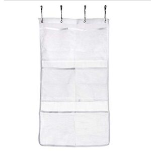 Bonlting 4 Rings Quick Dry Hanging Caddy and Bath Organizer with 6-Pocket, Hang on Shower Curtain, Shower Organizer, Mesh Shower Caddy, Bathroom Accessories, Save Space in Small Bathroom Tub